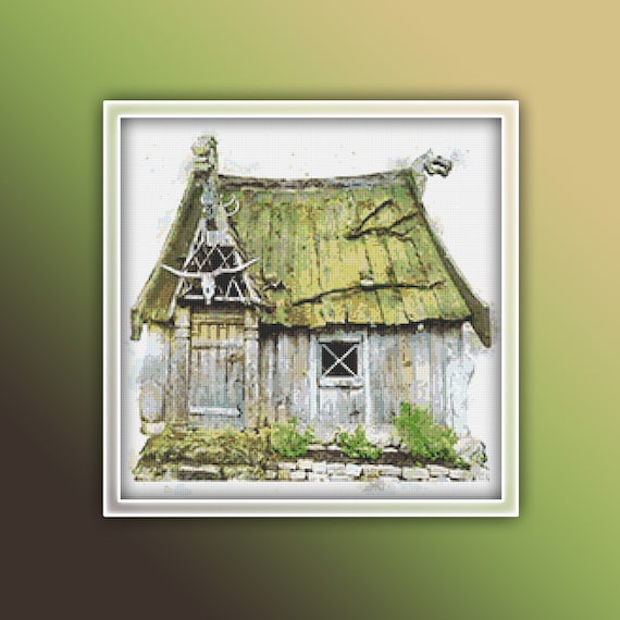 Wooden Hut Cross Stitch Pattern Instant PDF Download Wooden - Etsy