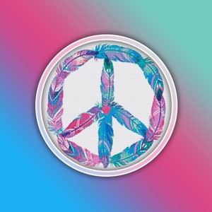 Feather Peace Sign Cross Stitch Pattern 1 Instant PDF Download- Peace ...