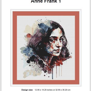 Anne Frank Cross Stitch Pattern 1 Instant PDF Download - Jewish Anne ...