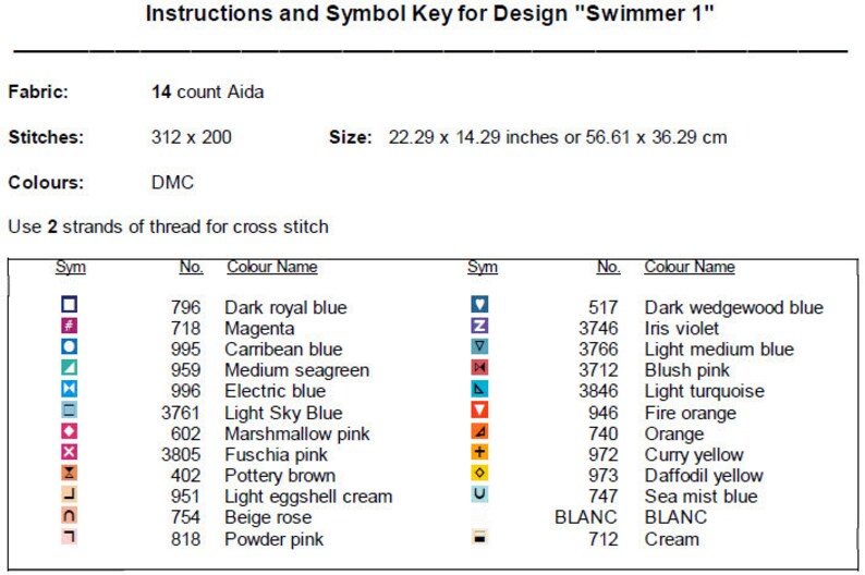 Swimmer Cross Stitch Pattern 1 Instant Download Instant PDF Download ...