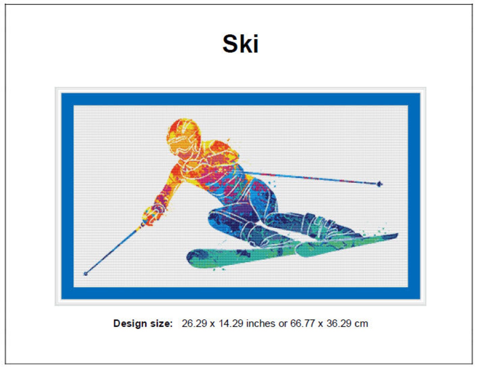Ski Cross Stitch Pattern Instant Download Instant PDF Download - Skier ...