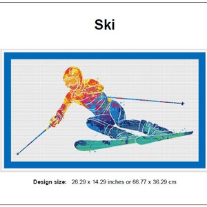 Ski Cross Stitch Pattern Instant Download Instant PDF Download - Skier ...
