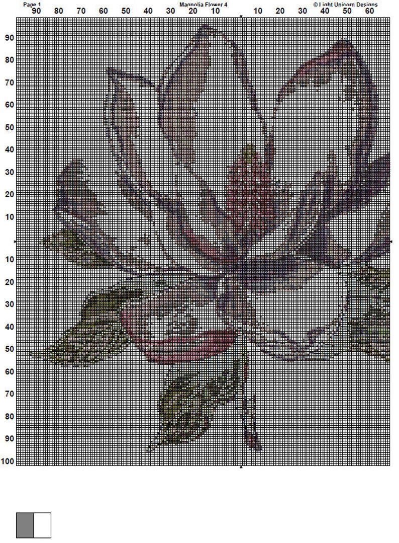 Magnolia Flower Cross Stitch Pattern 4 Instant PDF Download - Magnolia ...
