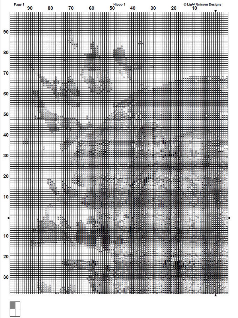Hippo Cross Stitch Pattern 1 Instant PDF Download - Etsy