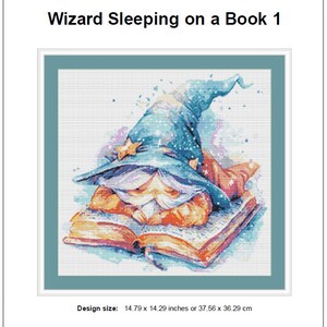 Wizard Sleeping on a Book Cross Stitch Pattern 1 Instant PDF Download ...