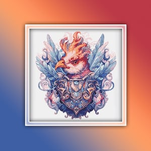 Armored Chicken Cross Stitch Pattern 1 Instant PDF Download - Rooster ...