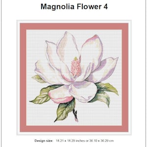 Magnolia Flower Cross Stitch Pattern 4 Instant PDF Download - Magnolia ...