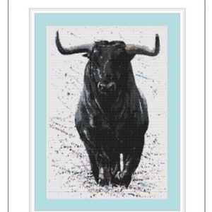 Bull Cross Stitch Pattern 1 Instant PDF Download - Bull Watercolor ...