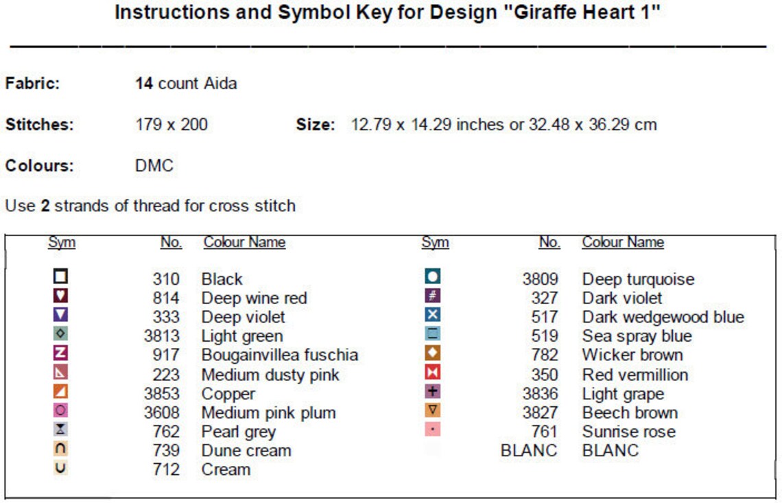 Giraffe Heart Cross Stitch Pattern 1 Instant PDF Download - Giraffes ...