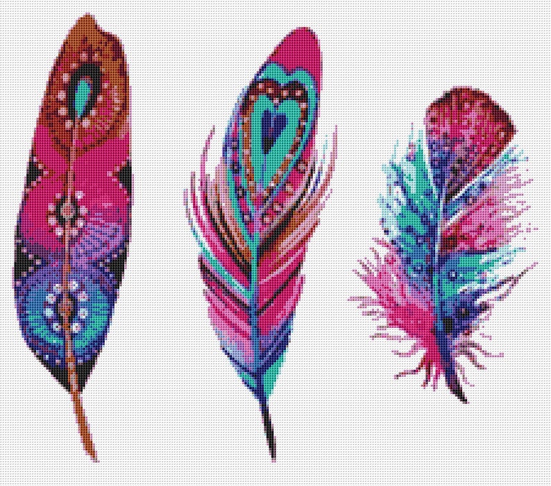 Feathers Cross Stitch Pattern 23 Instant PDF Download Feather | Etsy
