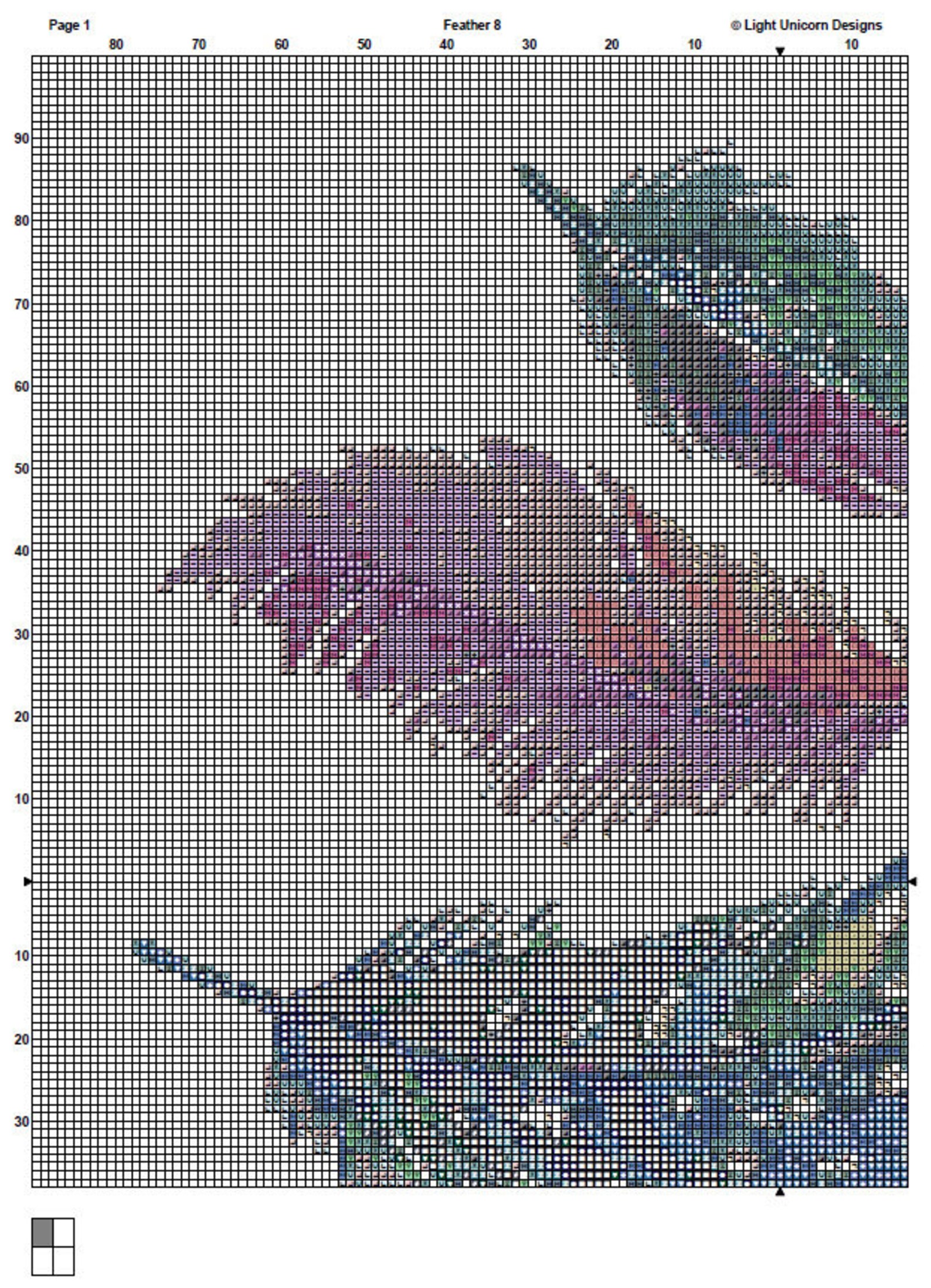 Feather Cross Stitch Pattern 8 Instant PDF Download- Feather Watercolor ...