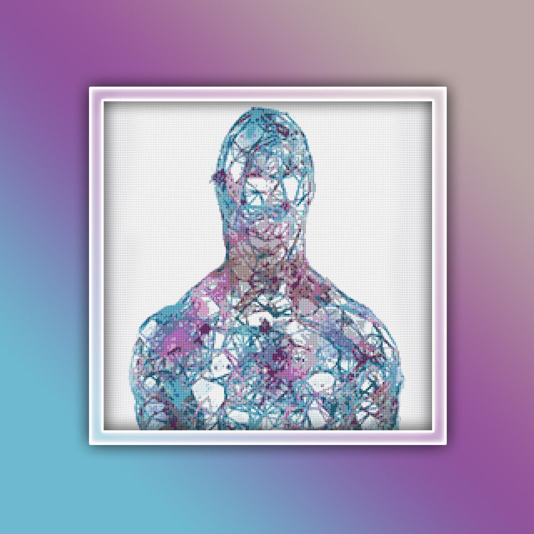 Abstract Man Art Cross Stitch Pattern Instant PDF Download - Metal Man ...