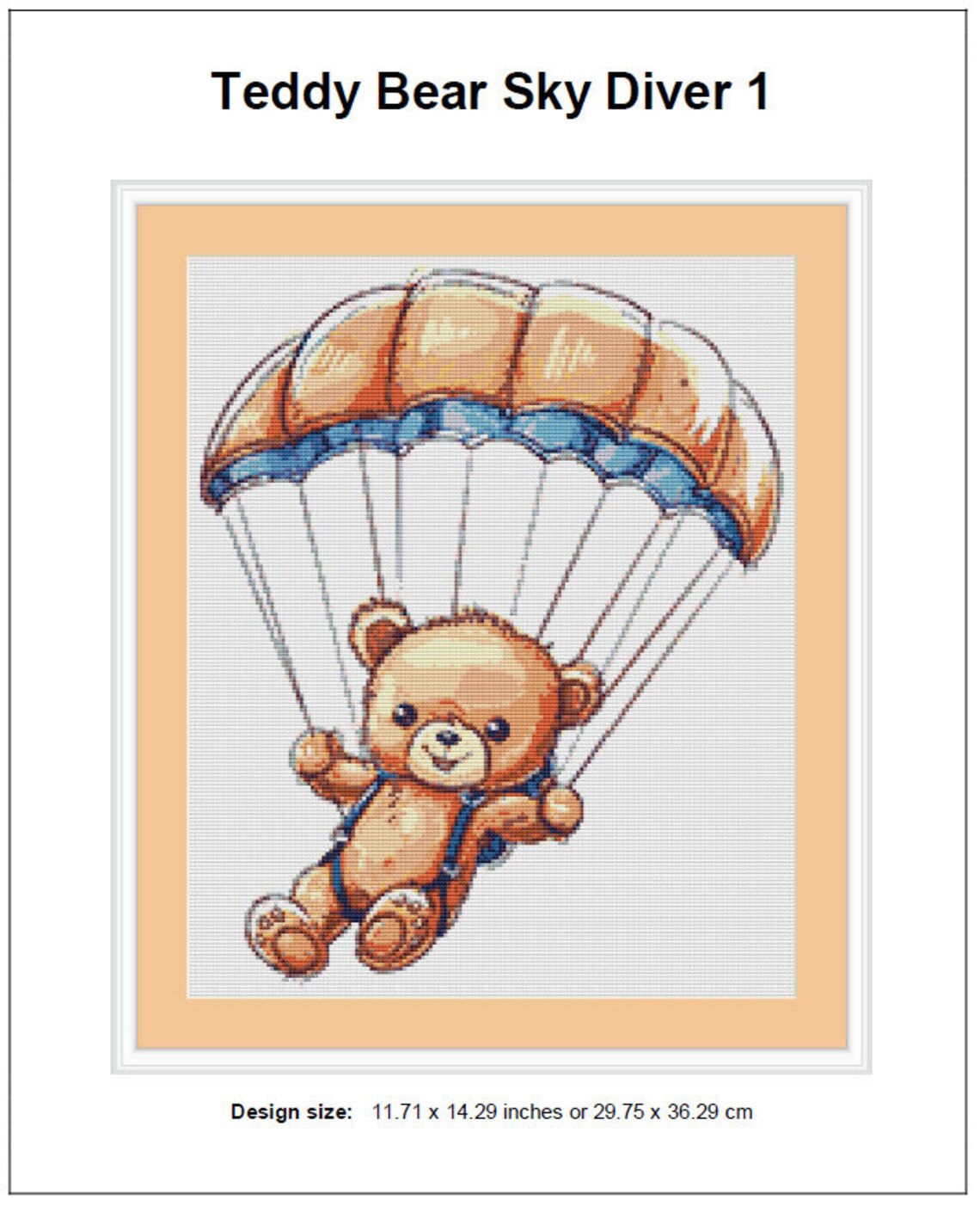 Teddy Bear Sky Diver Cross Stitch Pattern 1 Instant PDF Download | Sky ...