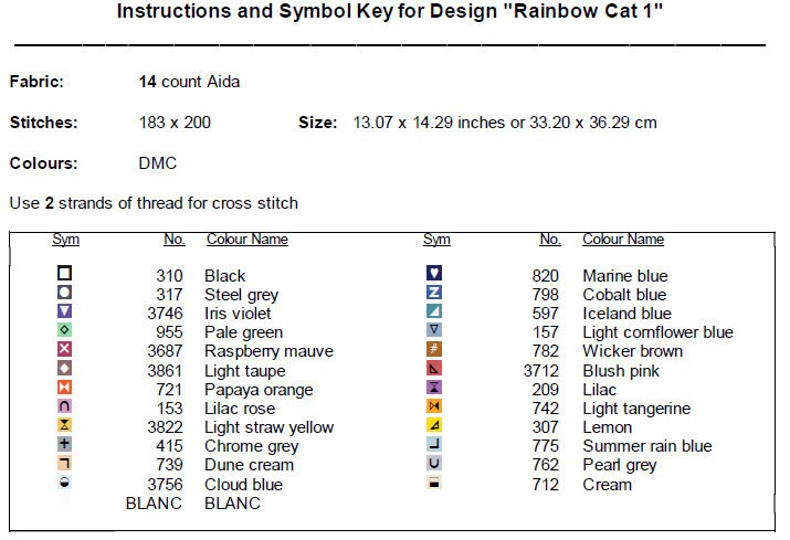 Rainbow Cat Cross Stitch Pattern 1 Instant PDF Download - Kitty ...