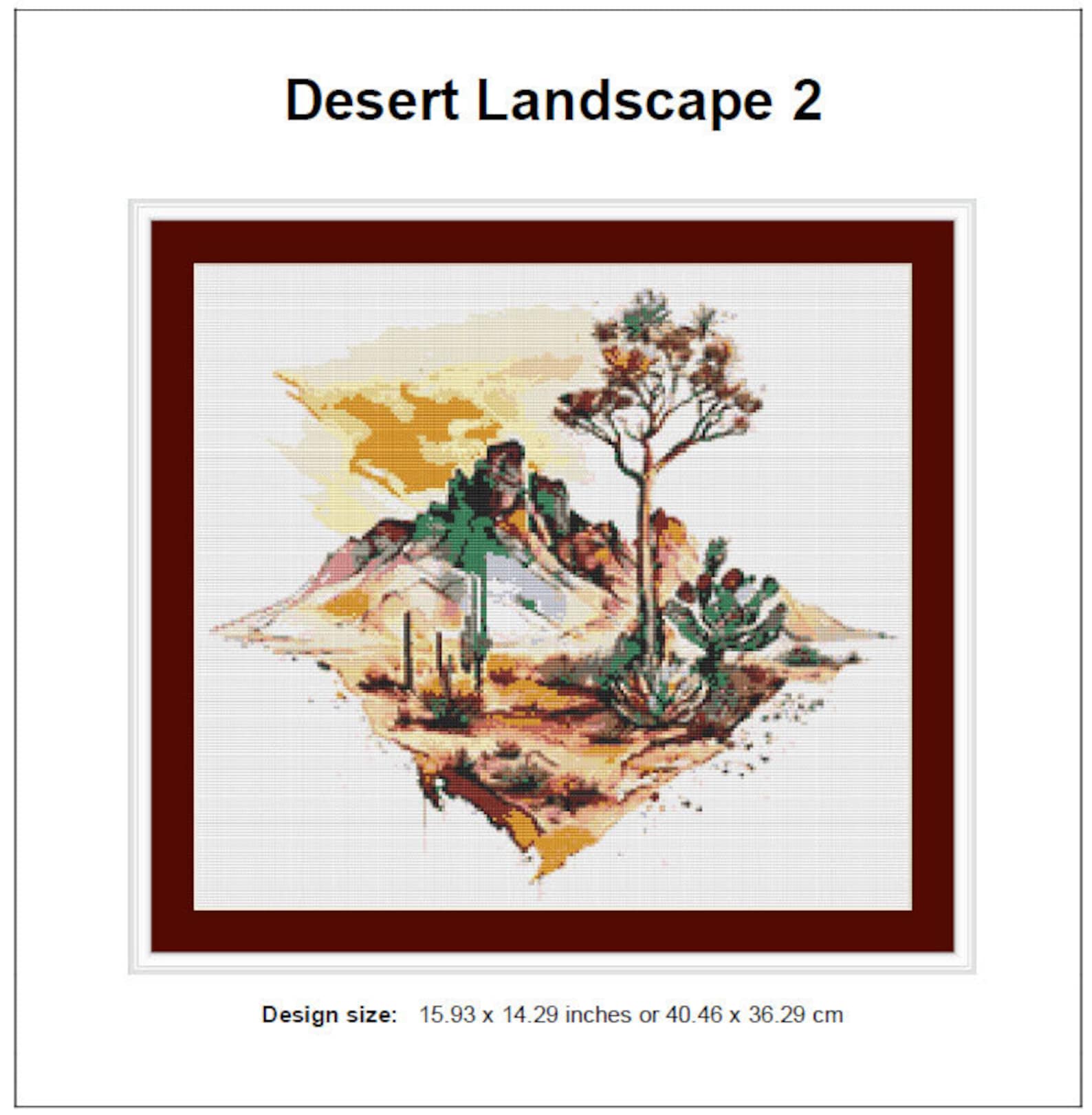 Desert Landscape Cross Stitch Pattern 2 Instant PDF Download - Warm and ...