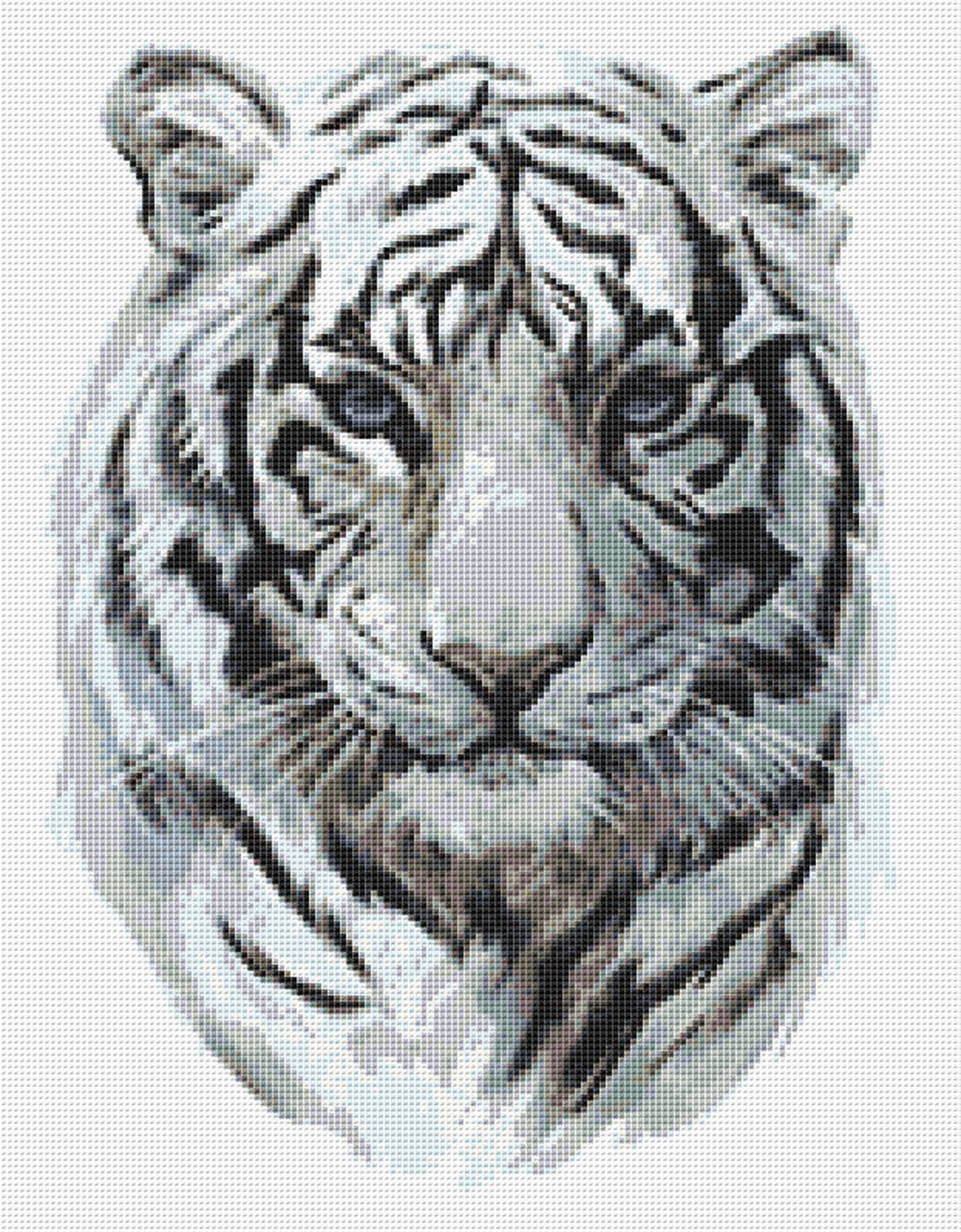 White Tiger Cross Stitch Pattern 1 Instant PDF Download - Etsy