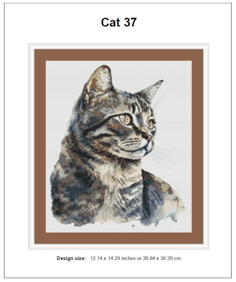 Cat Cross Stitch Pattern 37 Instant PDF Download - Kitty Watercolor ...
