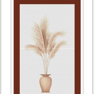 Pampas Grass Vase Cross Stitch Pattern Instant PDF Download - Grass ...