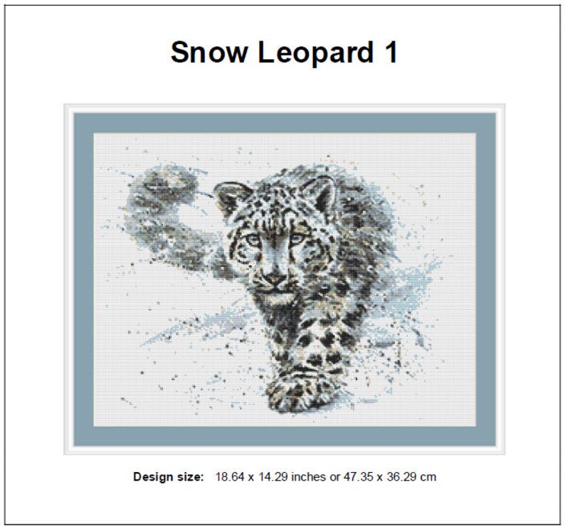 Snow Leopard Cross Stitch Pattern 1 Instant PDF Download - Leopard ...