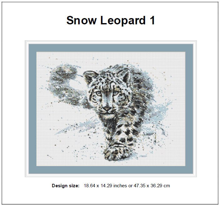 Snow Leopard Cross Stitch Pattern 1 Instant PDF Download - Leopard ...