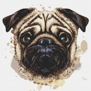Pug Cross Stitch Pattern 2 Instant PDF Download Pug | Etsy