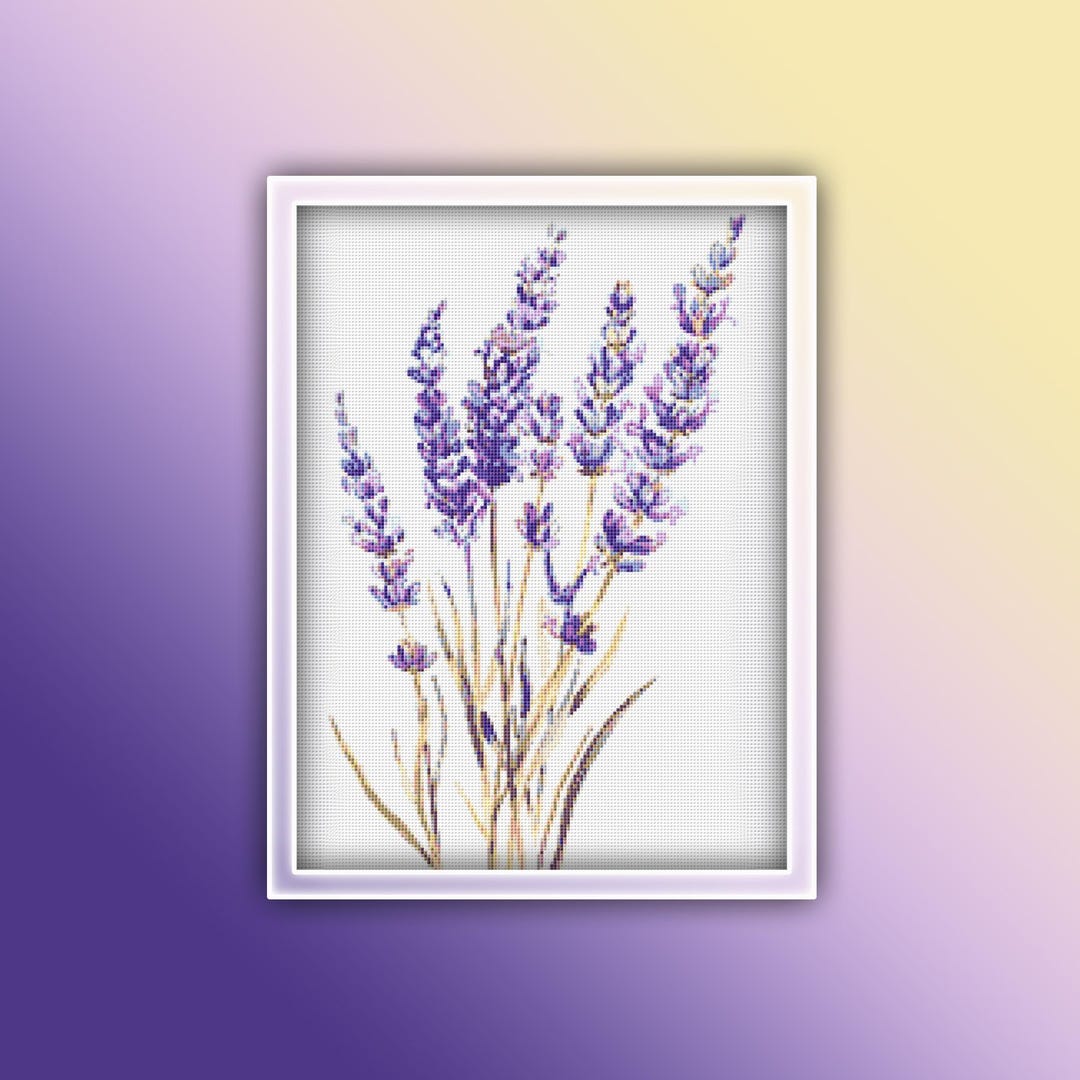 Lavender Cross Stitch Pattern 2 Instant PDF Download - Flower Lavender ...