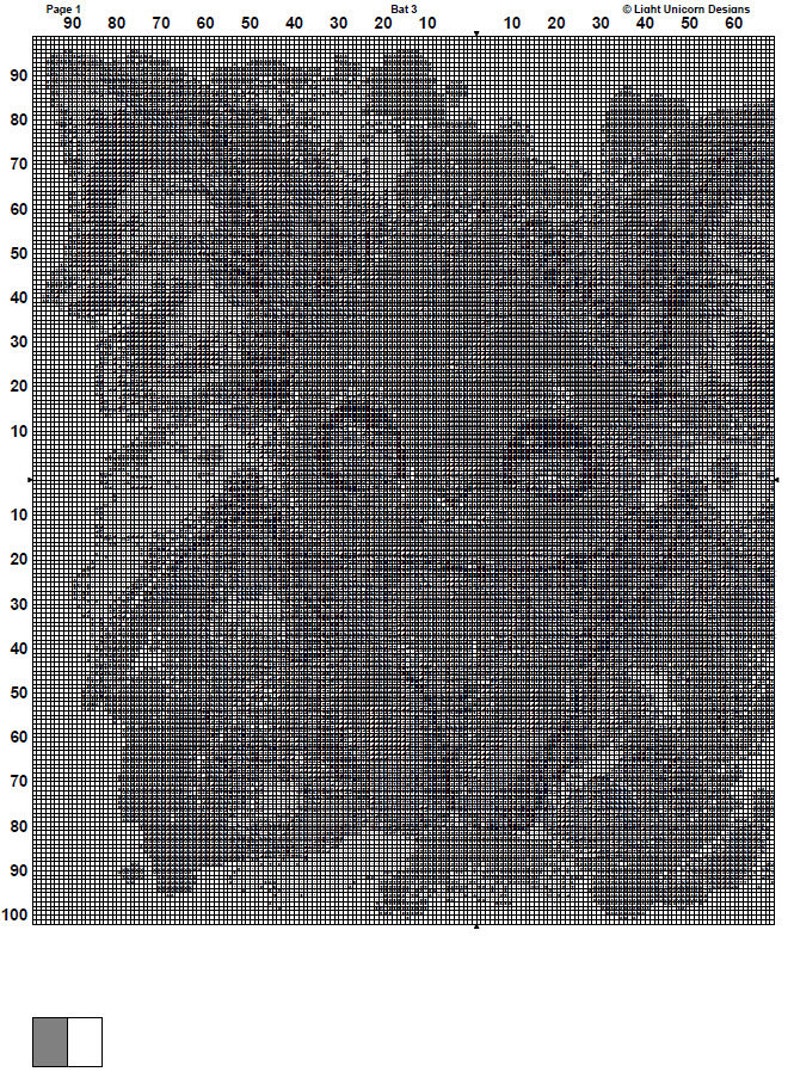 Bat Cross Stitch Pattern 3 Instant PDF Download - Flying Bat Watercolor ...