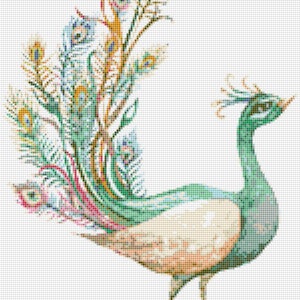 Peacock Cross Stitch Pattern 3 Instant PDF Download Green - Etsy