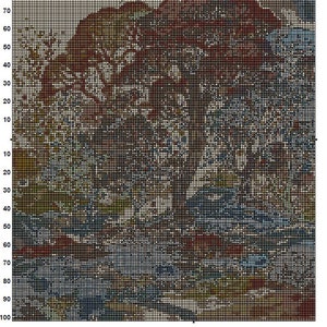 Tree Landscape Cross Stitch Pattern 3 Instant PDF Download - Tree Line ...
