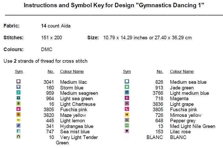 Gymnastics Dancing Cross Stitch Pattern 1 Instant PDF Download | Etsy