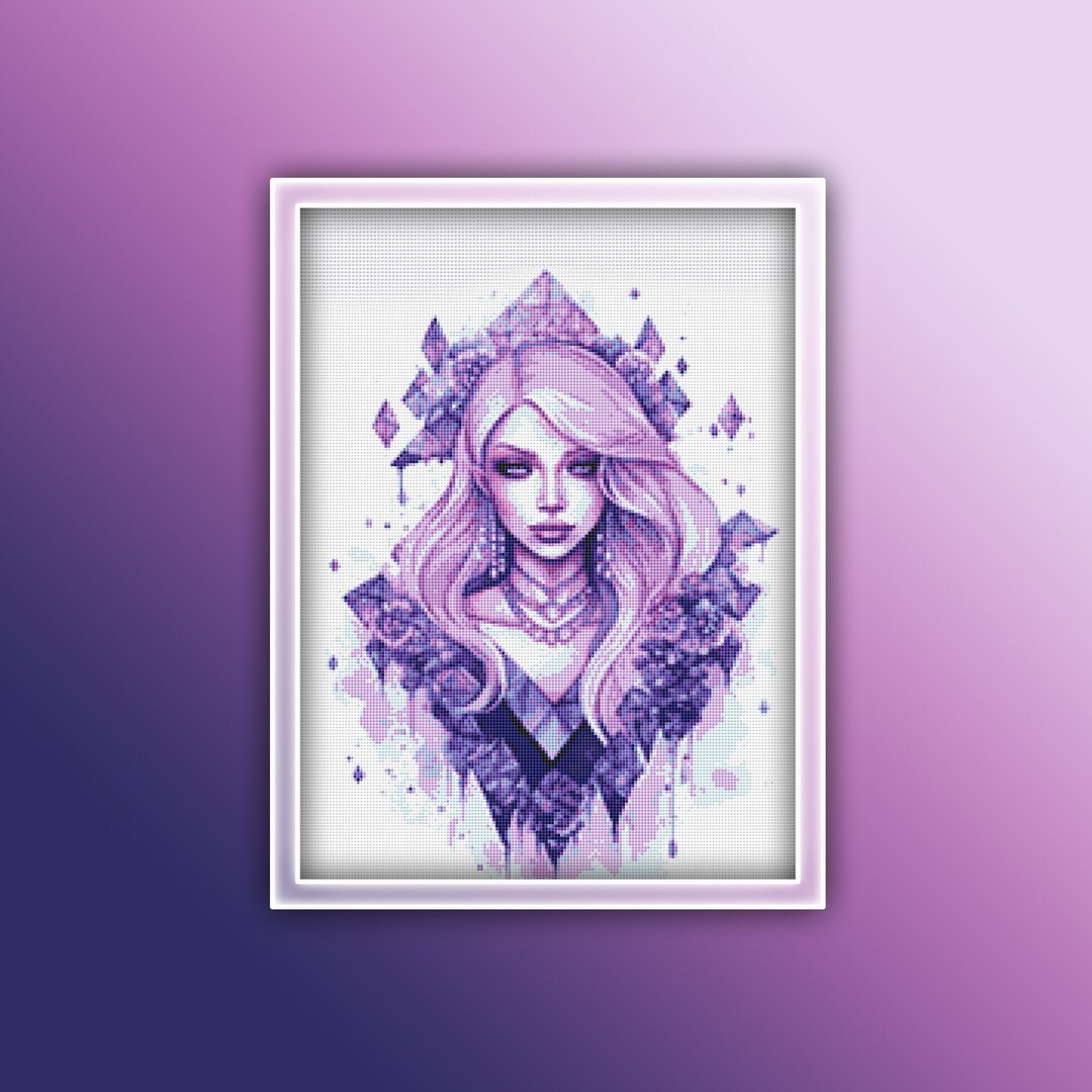 Amethyst Crystal Woman Cross Stitch Pattern 1 Instant PDF Download ...