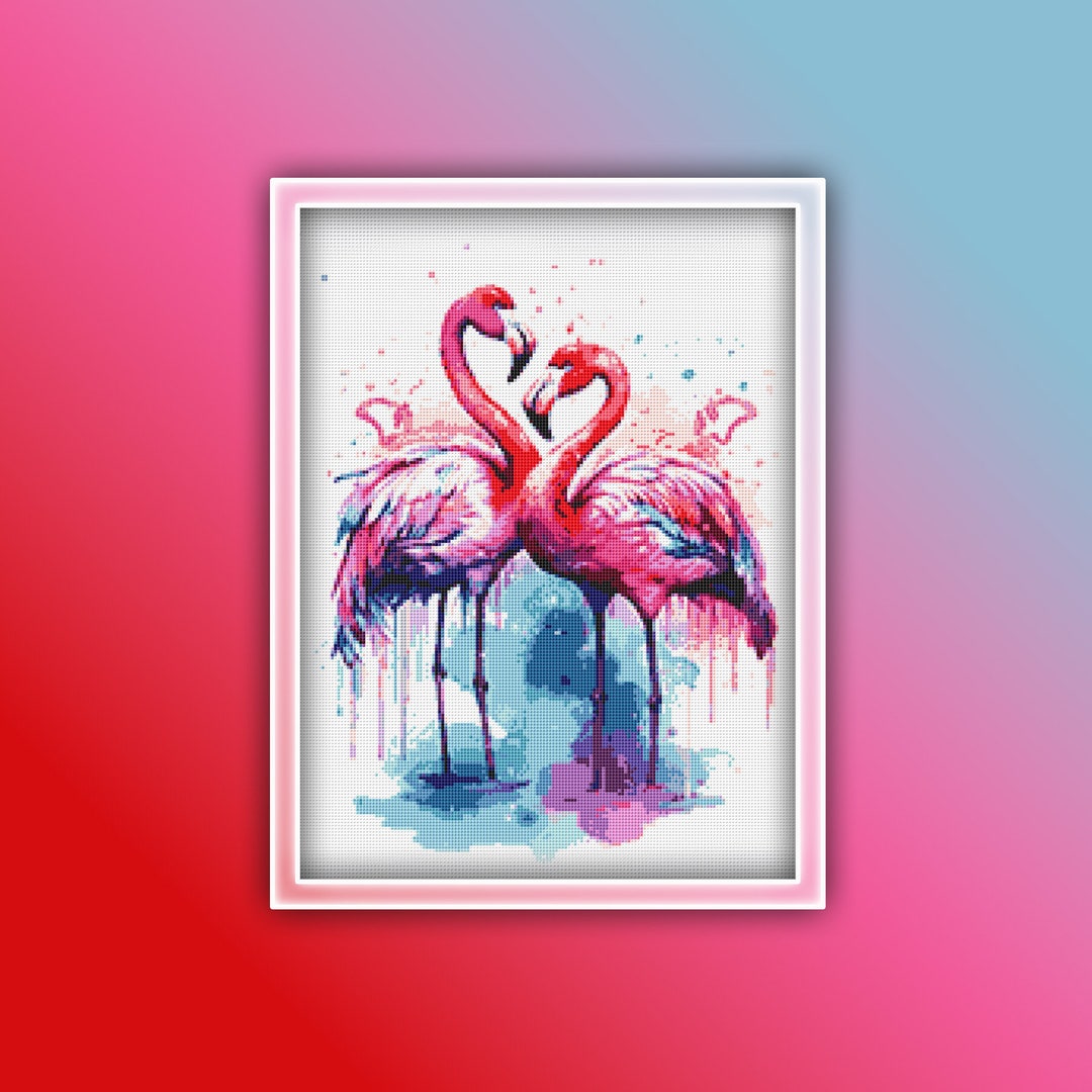 Flamingos Cross Stitch Pattern 1 Instant PDF Download - Flamingo ...