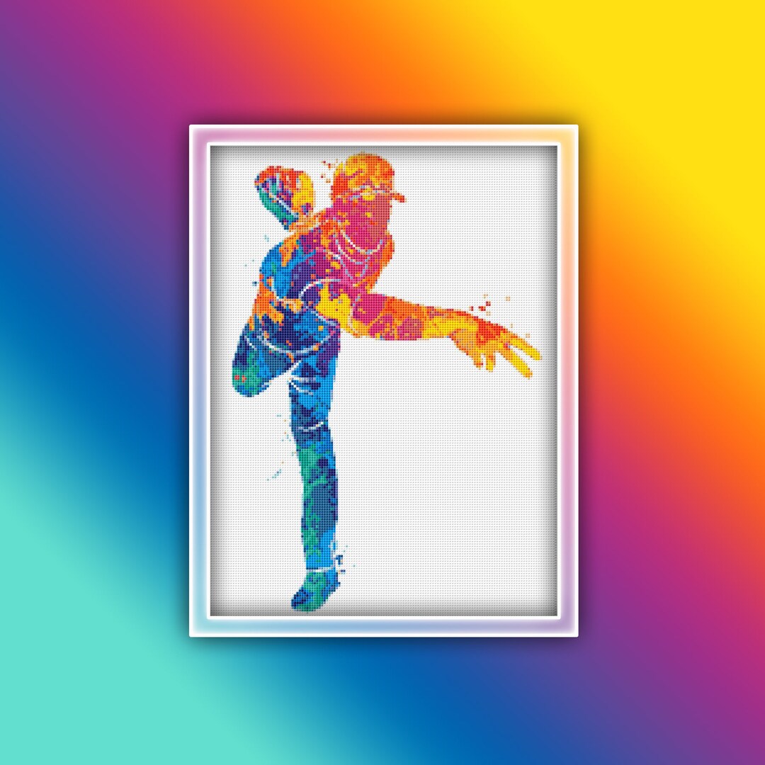 Baseball Player Cross Stitch Pattern 5 Instant PDF Download - Sport ...