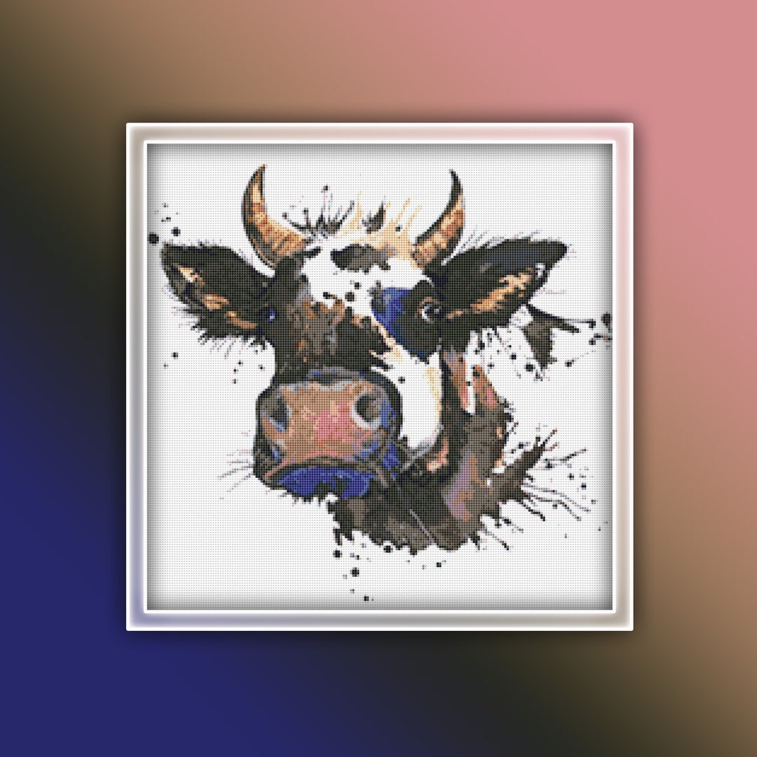 Cow Cross Stitch Pattern 3 Instant PDF Download - Cow Watercolor Cross ...