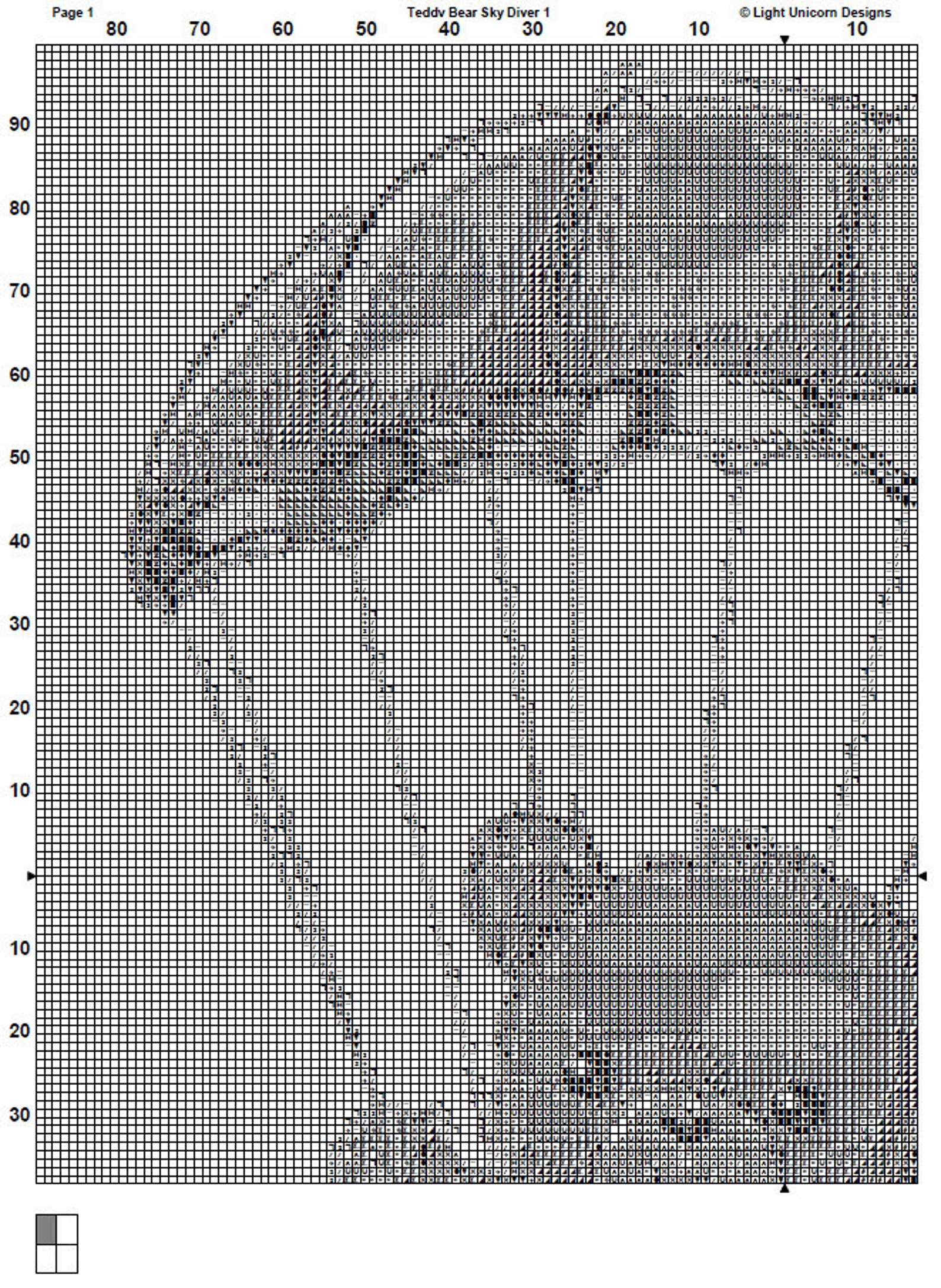 Teddy Bear Sky Diver Cross Stitch Pattern 1 Instant PDF Download | Sky ...