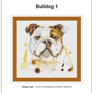 Bulldog Cross Stitch Pattern 1 Instant PDF Download - Bulldog ...