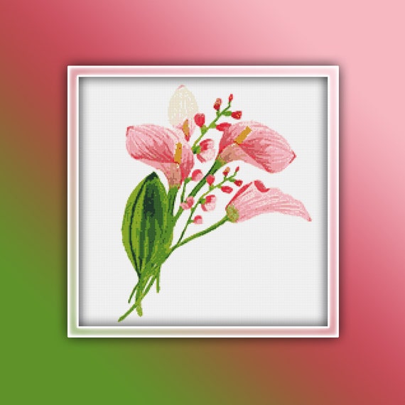 Pink Calla Lilies Cross Stitch Pattern 4 Instant PDF Download - Etsy
