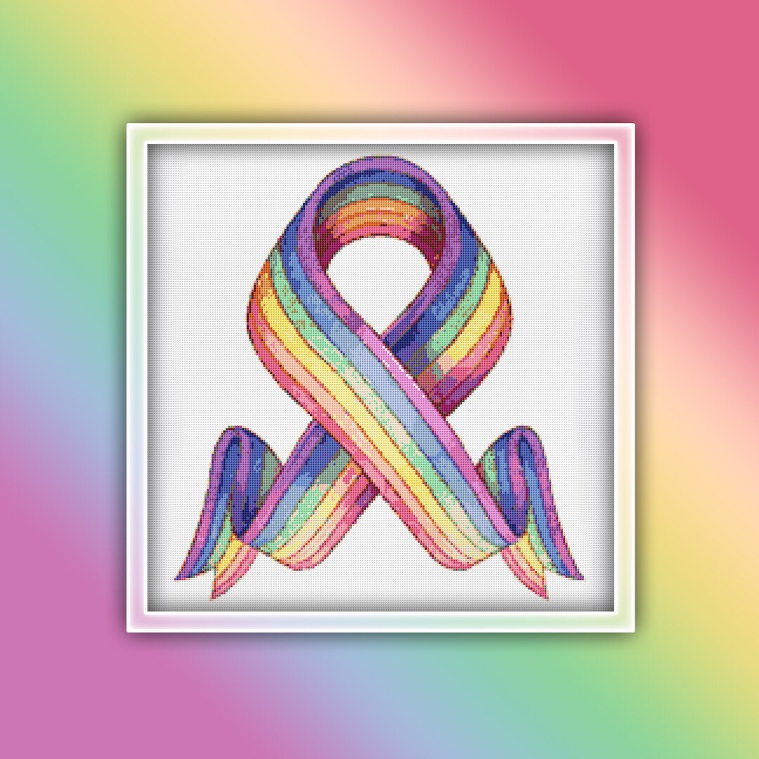 Pride Ribbon Cross Stitch Pattern Instant PDF Download- LGBTQ ...