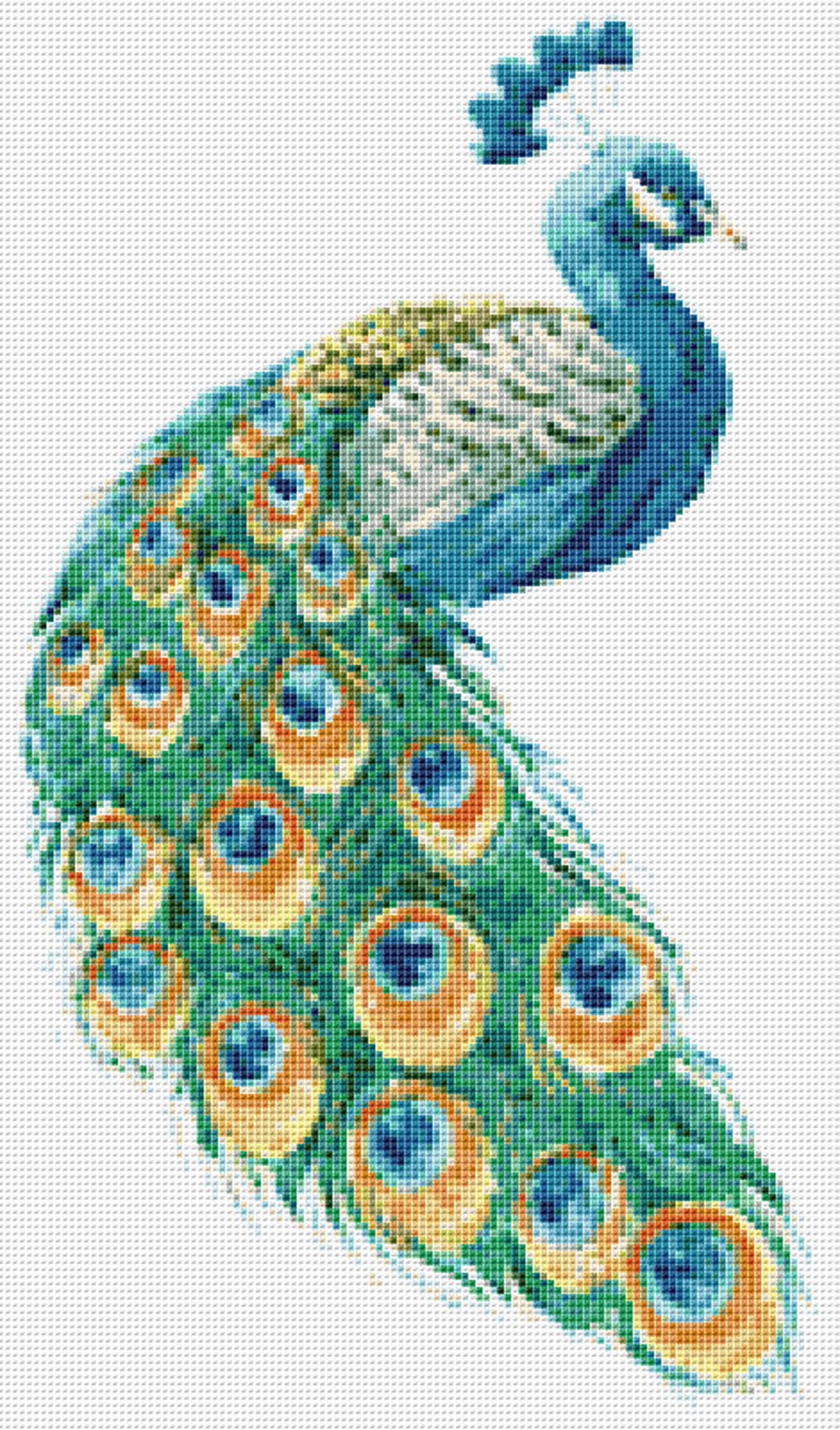 Peacock Cross Stitch Pattern 1 Instant PDF Download Peacock - Etsy
