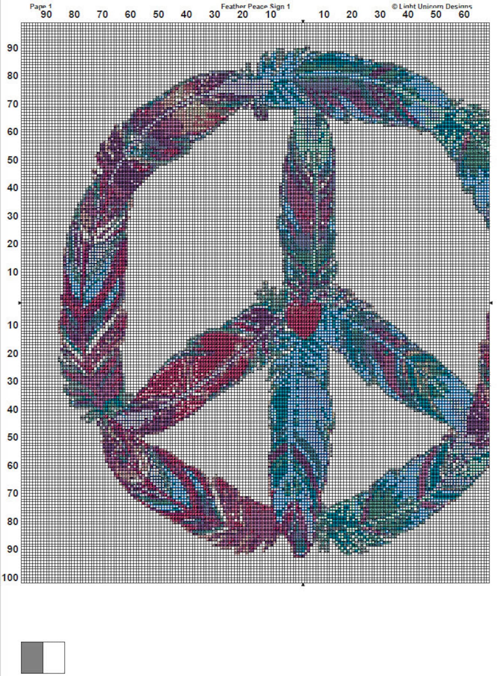 Feather Peace Sign Cross Stitch Pattern 1 Instant PDF Download- Peace ...