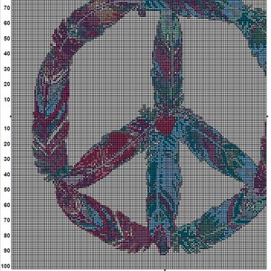 Feather Peace Sign Cross Stitch Pattern 1 Instant PDF Download- Peace ...
