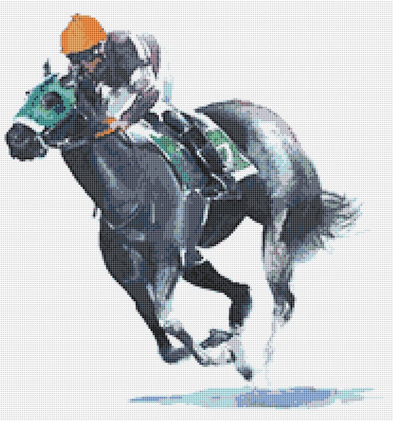 Jockey Cross Stitch Pattern 2 Instant PDF Download Horse | Etsy