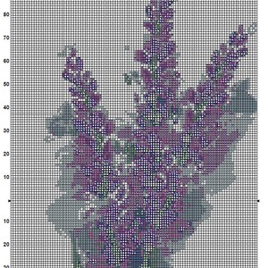 Lavender Cross Stitch Pattern 6 Instant PDF Download - Flower Lavender ...