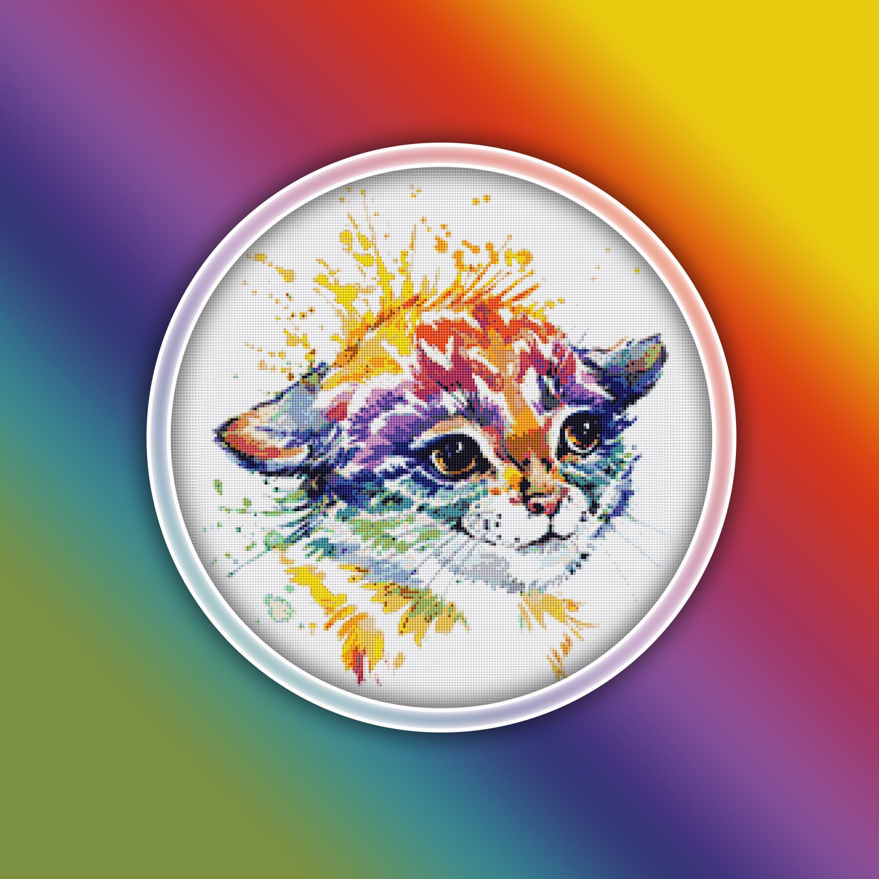 Rainbow Cat Cross Stitch Pattern 1 Instant PDF Download - Kitty ...