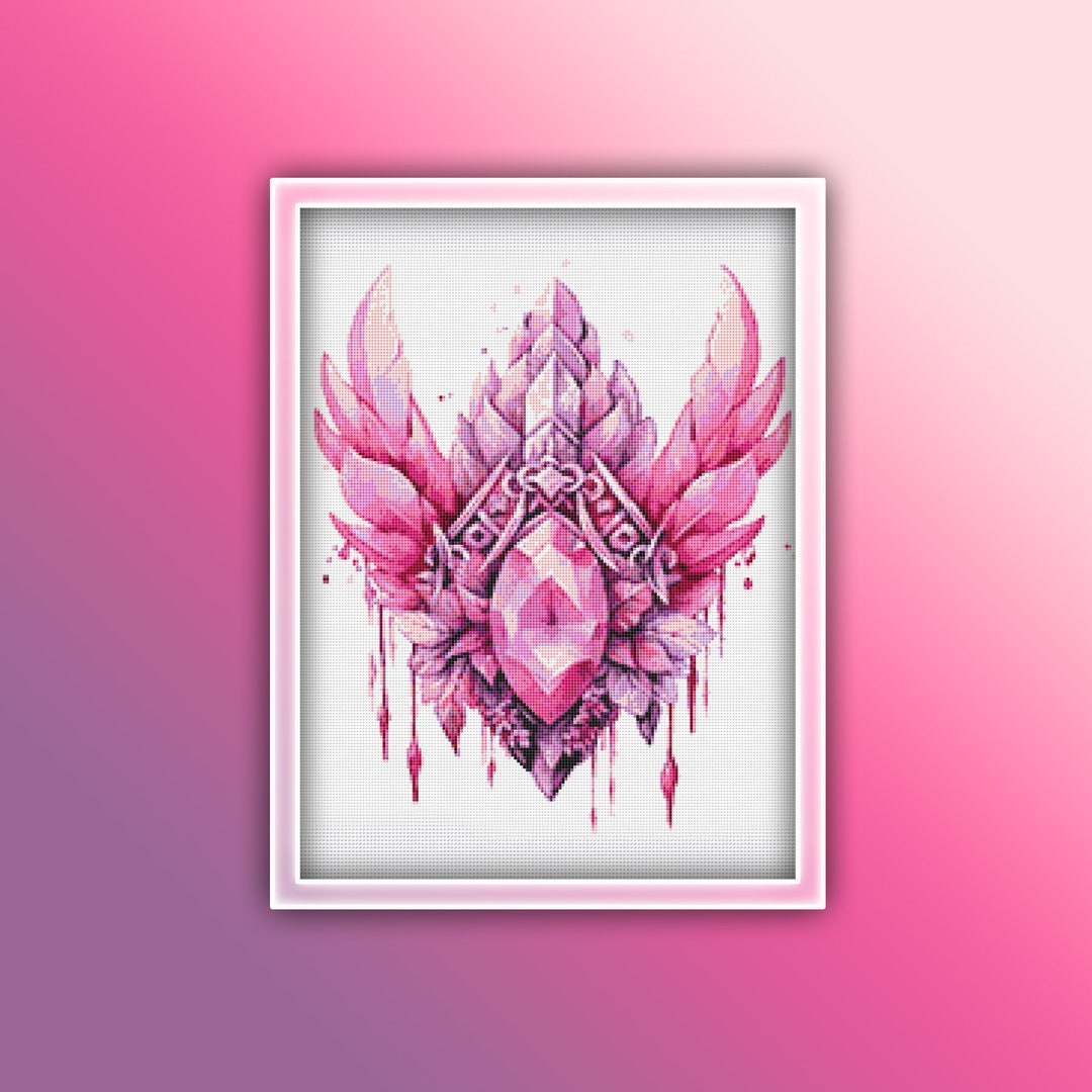 Pink Quartz Crystal Cross Stitch Pattern 2 Instant PDF Download ...