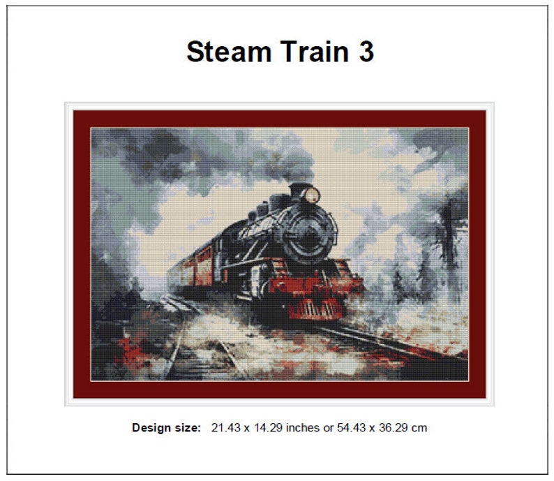 Steam Train Cross Stitch Pattern 3 Instant PDF Download - Steam Train ...