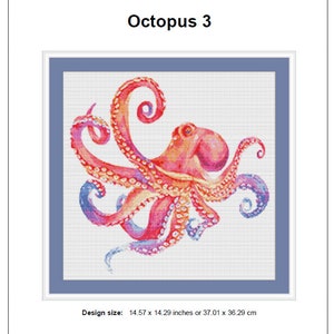 Octopus Cross Stitch Pattern 3 Instant PDF Download - Octopus ...