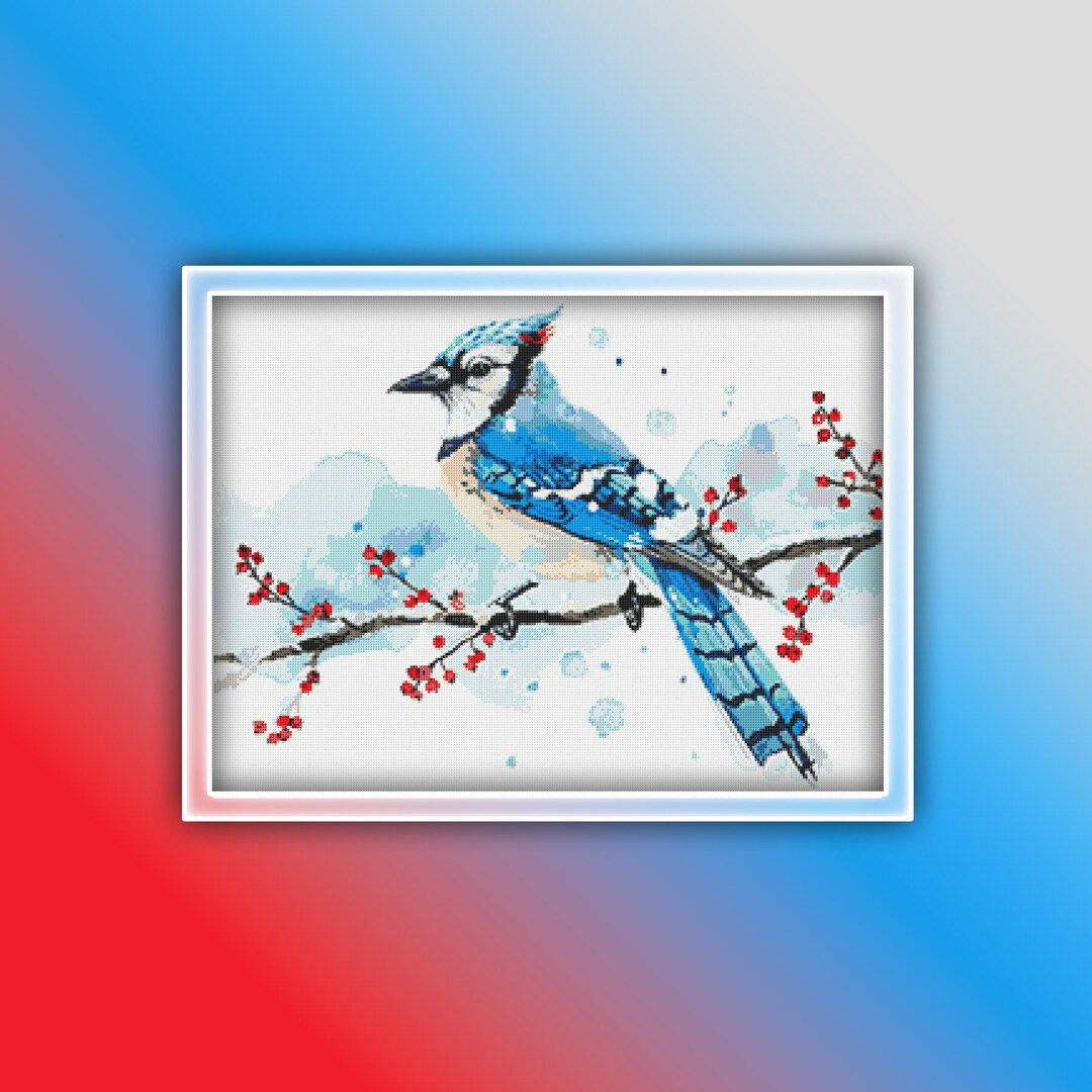 Blue Jay Cross Stitch Pattern 1 Instant PDF Download - Blue Jay Bird ...