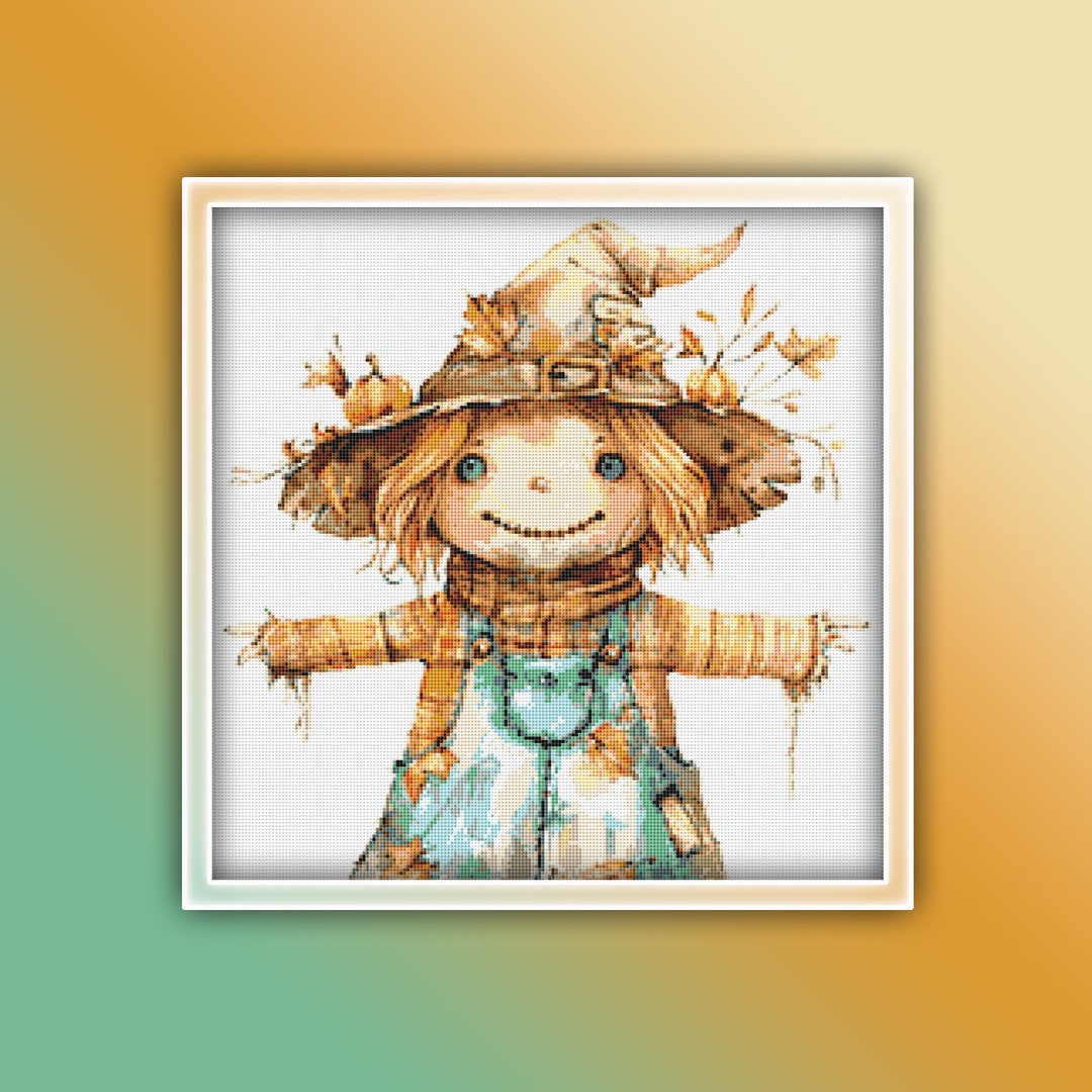 Scarecrow Cross Stitch Pattern 1 Instant PDF Download - Straw Farm Boy ...