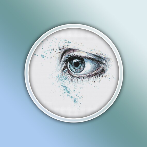 Blue Eye Cross Stitch Pattern 2 Instant PDF Download Blue | Etsy